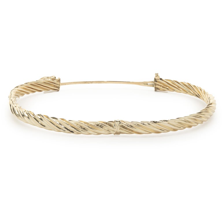 14 Karat Yellow Gold Twist Bangle Bracelet For Sale at 1stDibs