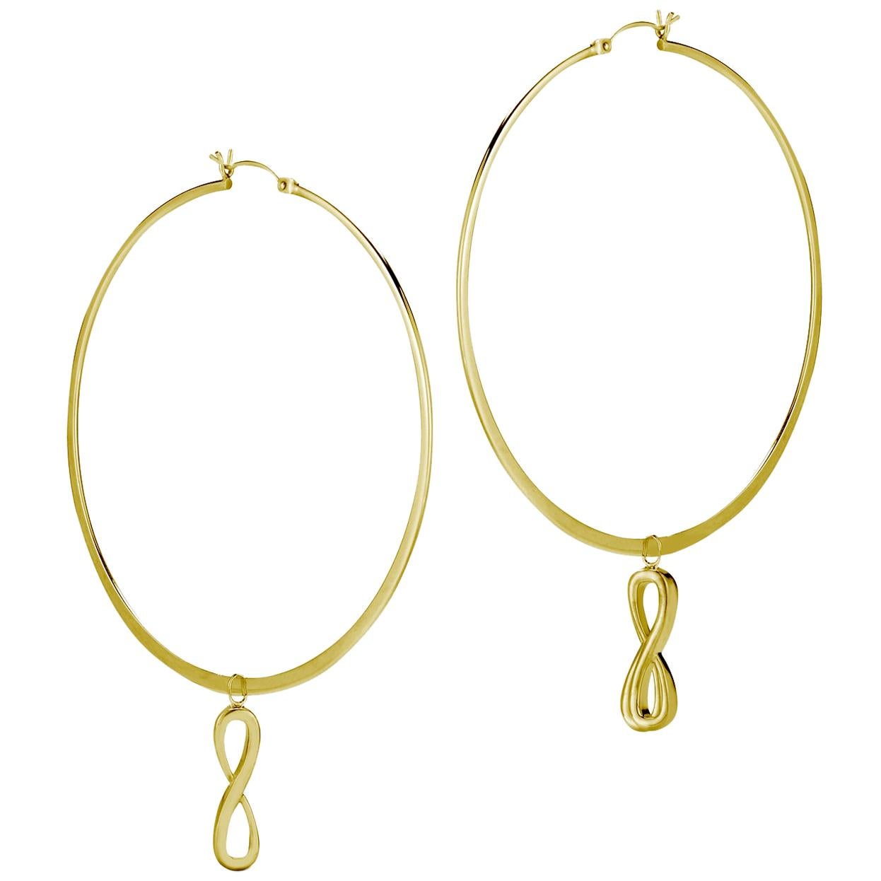 24k Yellow Gold Vermeil Blossom Dangle Hoops For Sale (Free Shipping ...