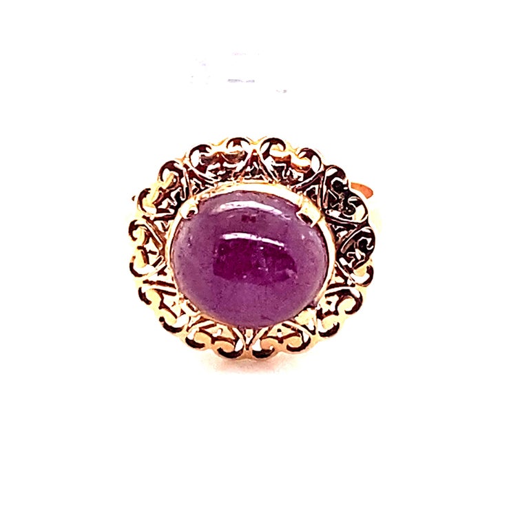 14 Karat Yellow Gold Vintage 1960’s Cabochon Ruby Ring For Sale at 1stDibs