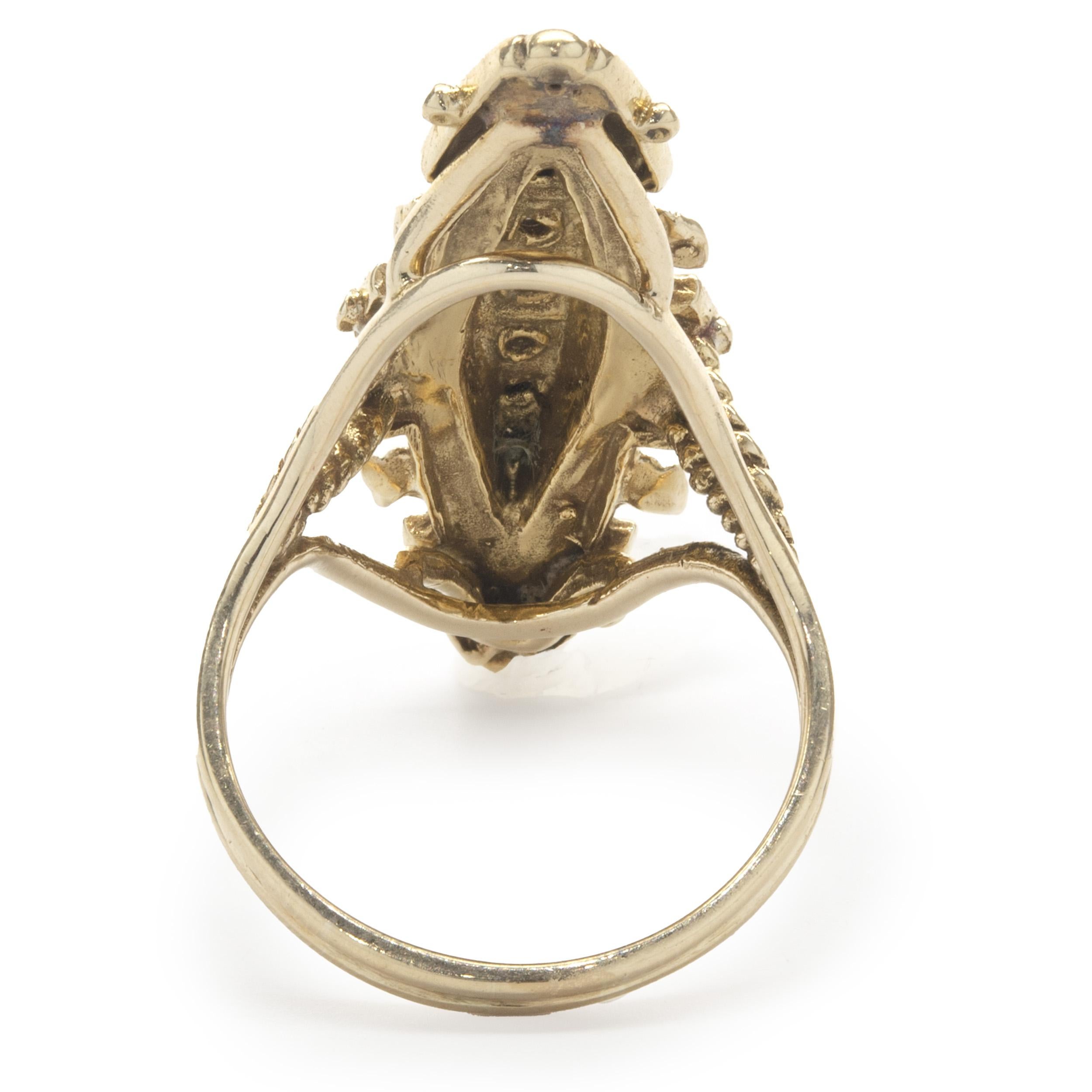 14 Karat Yellow Gold Vintage Diamond and Sapphire Long Finger Ring For ...