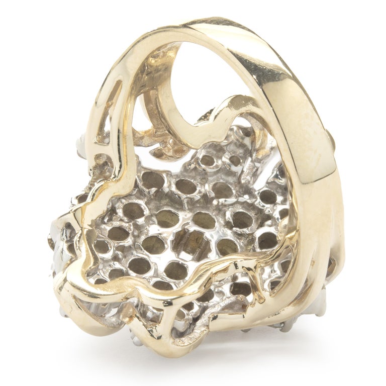 14 Karat Yellow Gold Vintage Freeform Diamond Cocktail Ring For Sale at ...