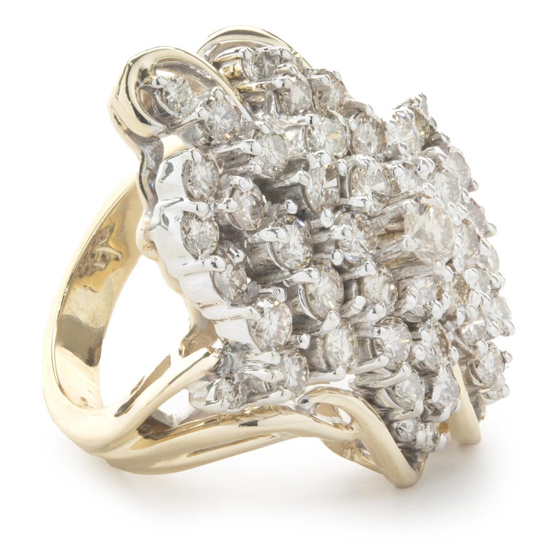 14 Karat Yellow Gold Vintage Freeform Diamond Cocktail Ring For Sale at ...