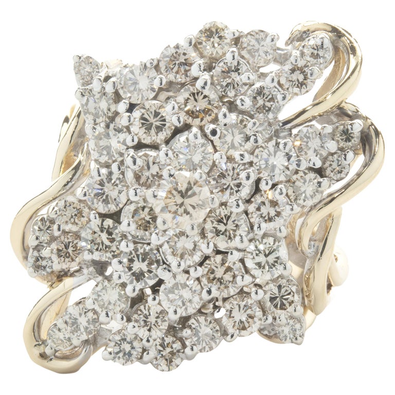 14 Karat Yellow Gold Vintage Freeform Diamond Cocktail Ring For Sale at ...