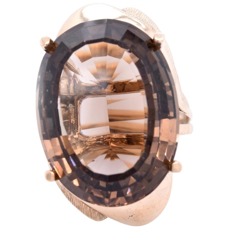 14 Karat Yellow Gold Vintage Smoky Topaz Ring at 1stDibs | smoky topaz ...