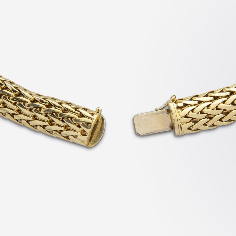 14 Karat Yellow Gold, Wheat Chain Link Neck Collar at 1stDibs