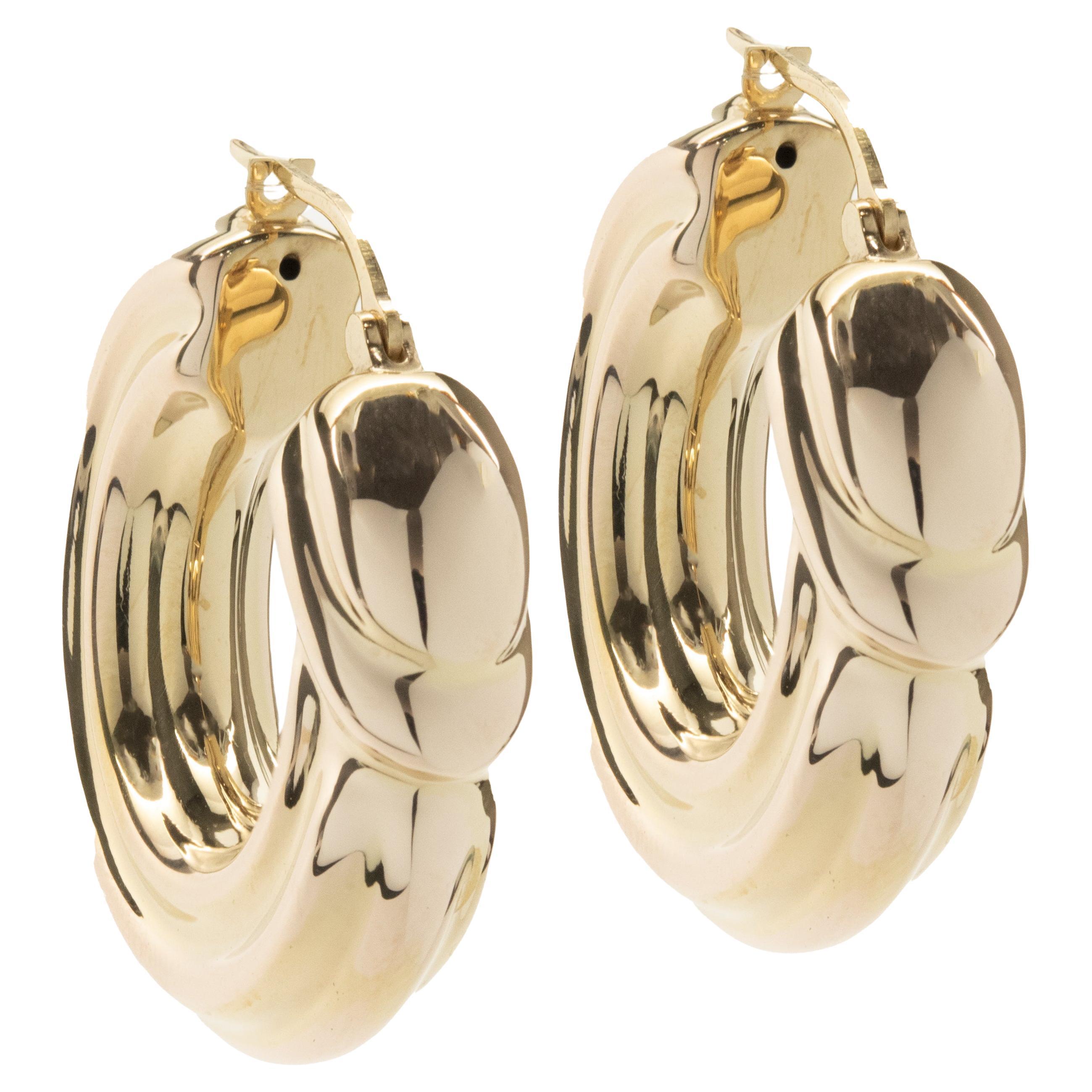 Tiffany and Company wide yellow Gold Hoop Earrings at 1stDibs