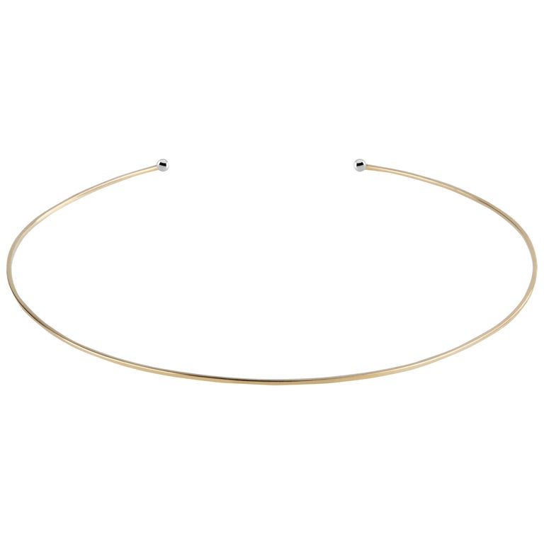 14 Karat Yellow Gold Wire Choker Necklace at 1stDibs | 14k gold wire ...