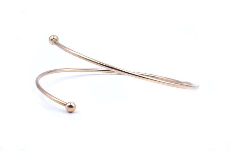 14 Karat Yellow Gold Wire Wrap Bracelet with Screw Bead Ends For Sale ...