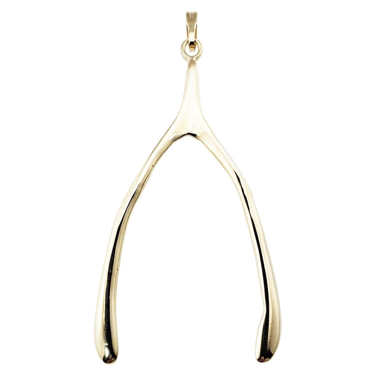 14 Karat Yellow Gold Wishbone Pendant at 1stDibs