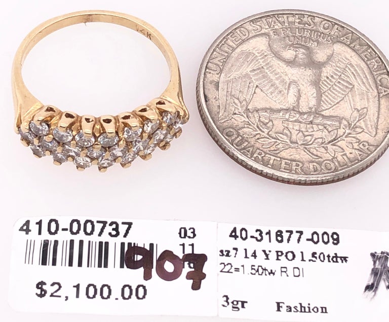 14 Karat Yellow Gold with Triple Tier Diamonds Wedding / Anniversary ...