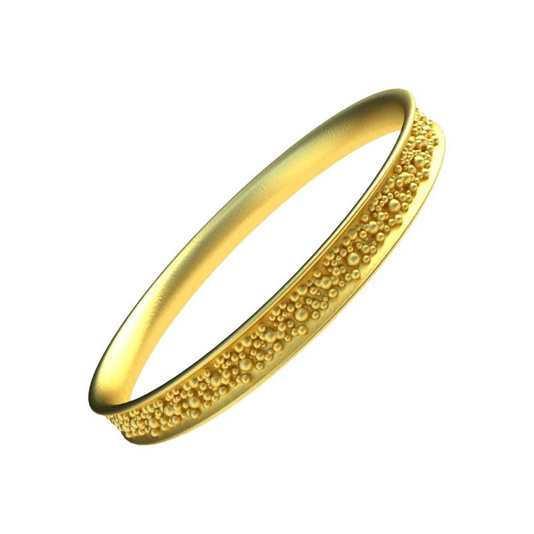 14 Karat Yellow Matte Gold Champagne Bubbles Bracelet For Sale at 1stDibs