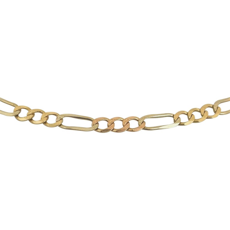 14 Karat Yellow White and Rose Gold Tri Tone 5mm Figaro Link Chain ...