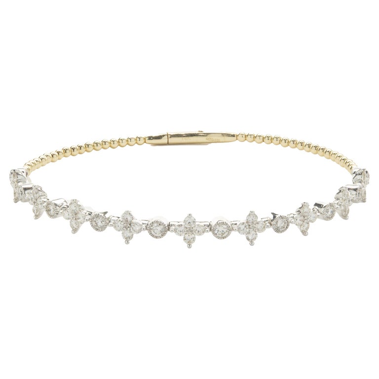 14 Karat Yellow and White Gold Diamond Maltese Bangle Bracelet For Sale ...
