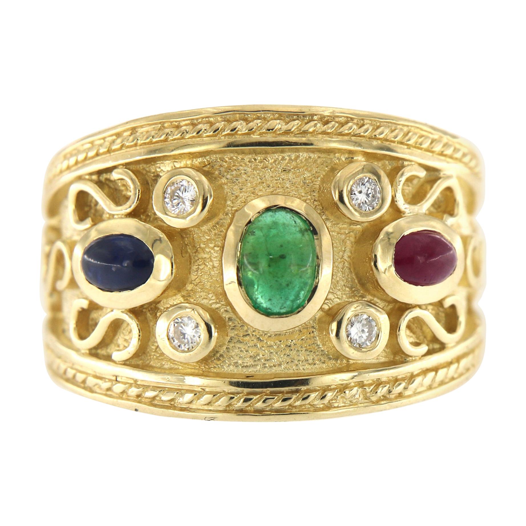 Byzantine Style Amethyst Diamond Gold Ring For Sale at 1stDibs