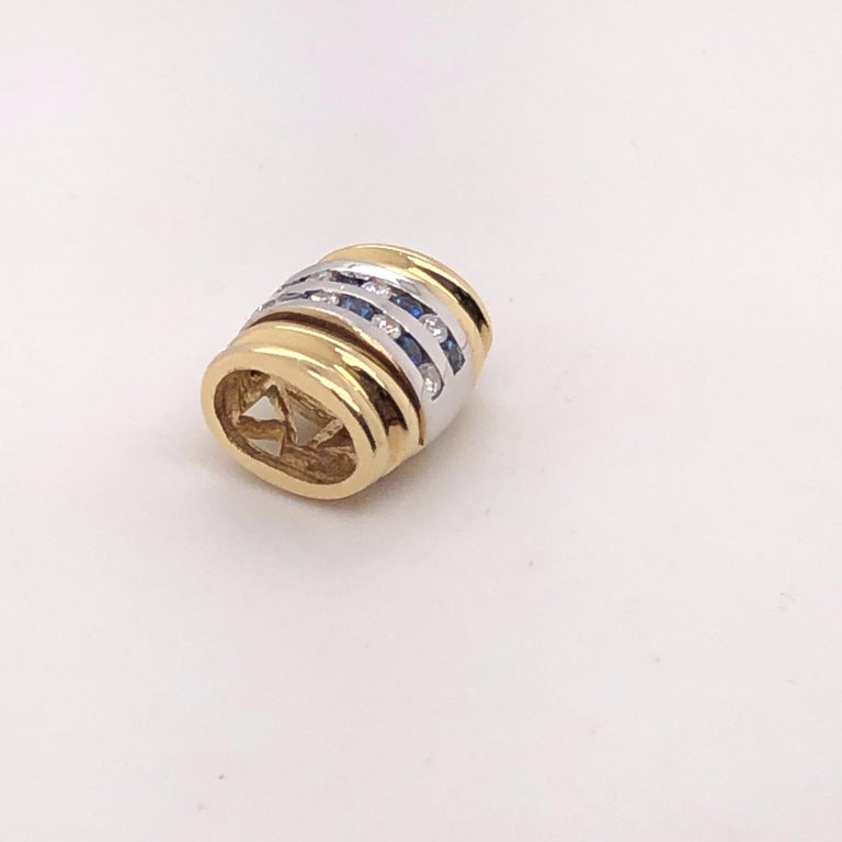 14 KT White and Yellow Gold Alternating Sapphire and Diamond Slide ...