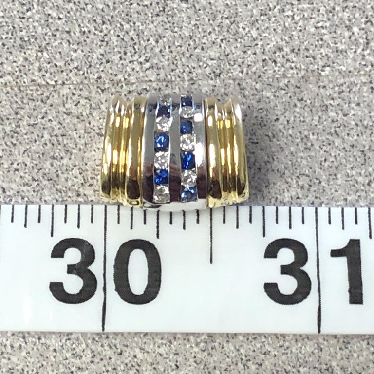 14 KT White and Yellow Gold Alternating Sapphire and Diamond Slide ...