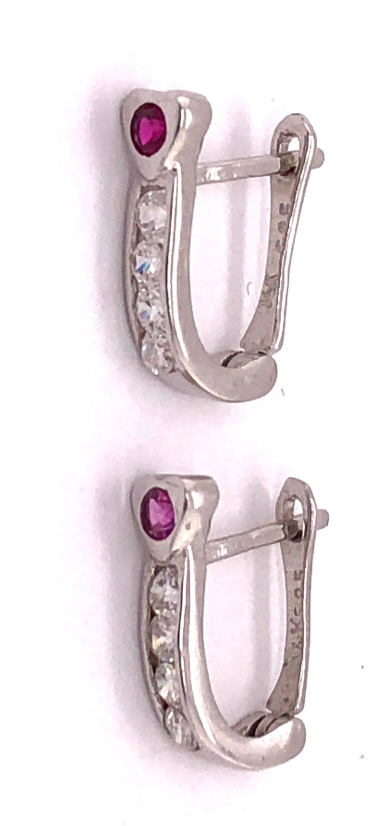 14 Karat White Gold Diamond and Ruby Earrings Latch Back 0.40 TDW For ...