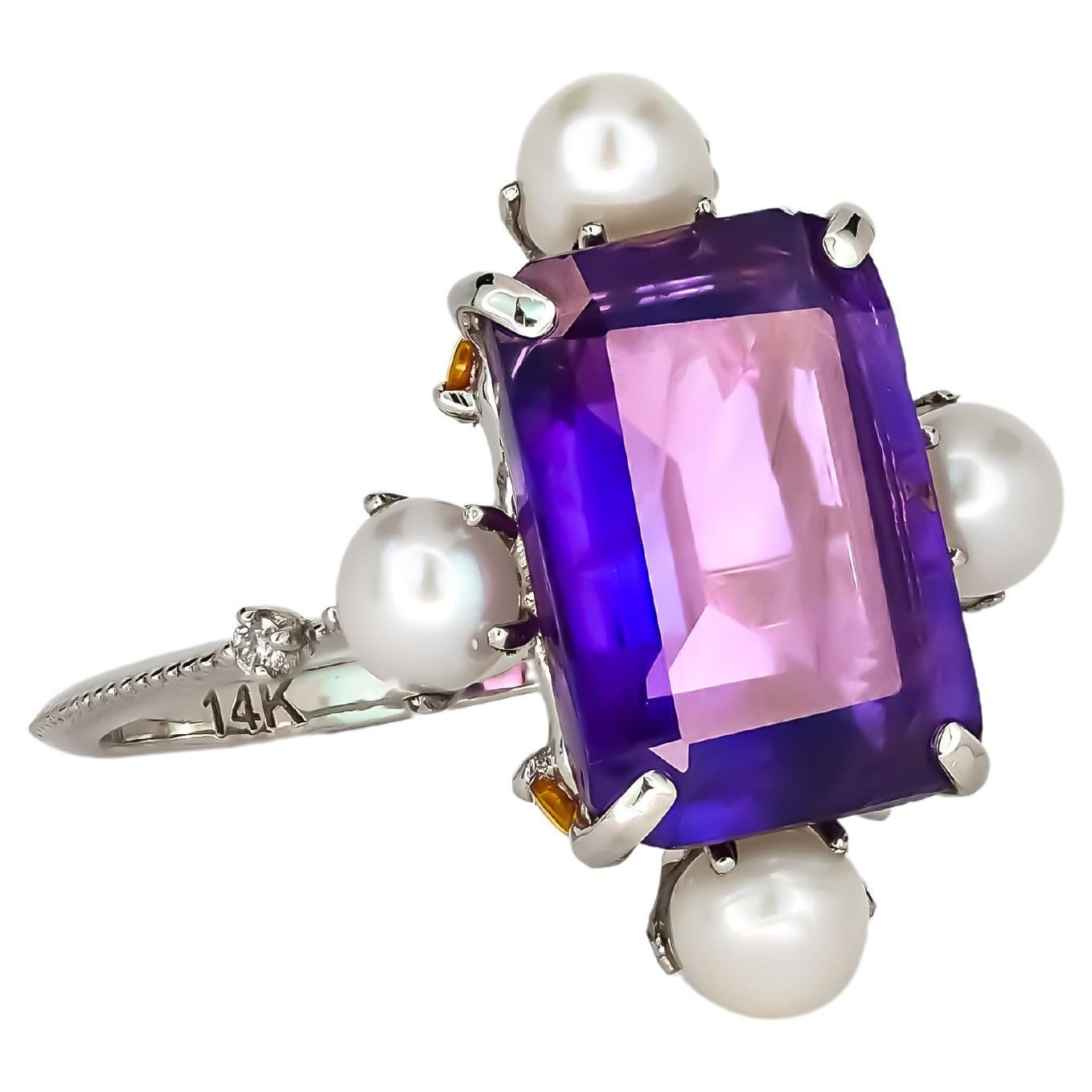 Gaston Lafitte Art Nouveau Gold Sapphire Pearl Ring at 1stDibs