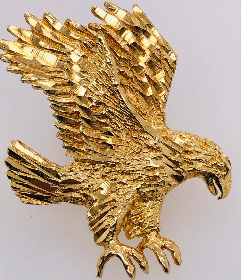 14 Karat Yellow Gold Eagle Charm Pendant at 1stDibs