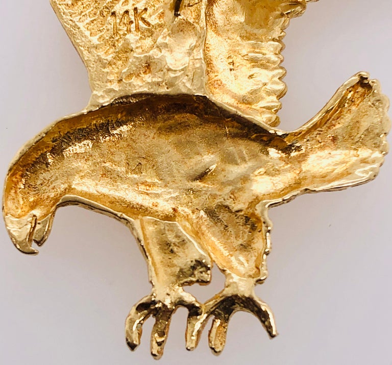 14 Karat Yellow Gold Eagle Charm Pendant at 1stDibs