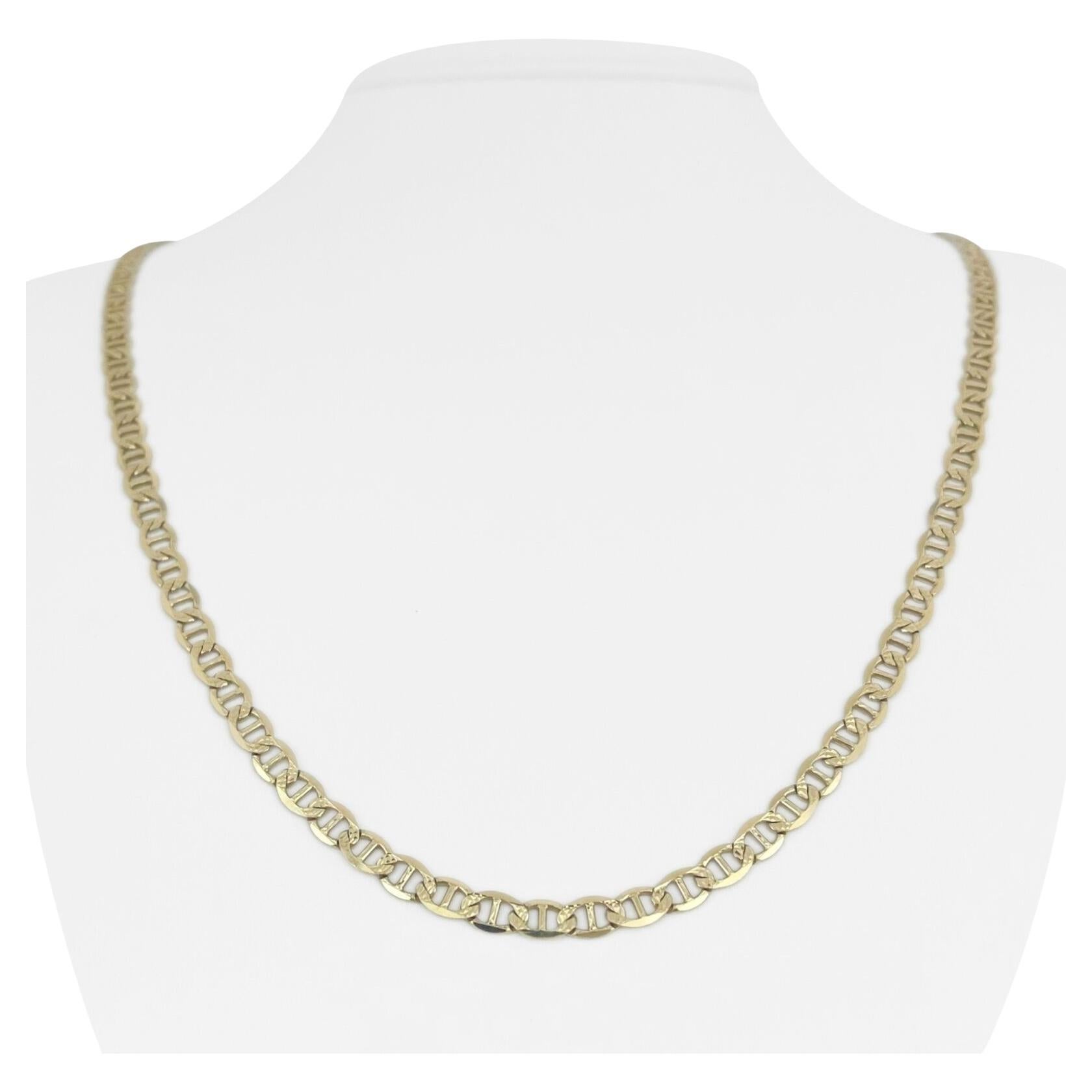 14 Yellow Gold Diamond Cut Mariner Gucci Link Chain Necklace Italy For ...