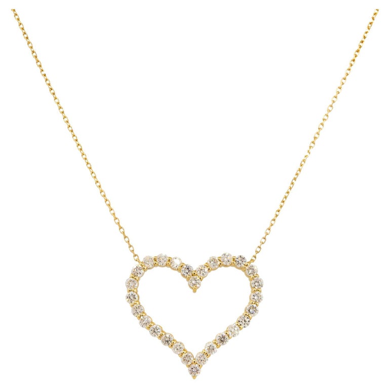 1.40 Carat Open Heart Diamond Necklace 14 Karat in Stock For Sale at ...