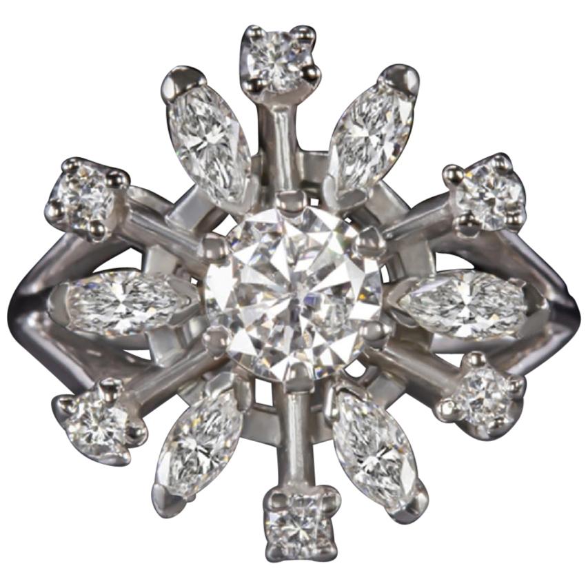 Kallati Design 2.52 Carat Princess Round Cut Diamond Gold Cocktail Ring ...