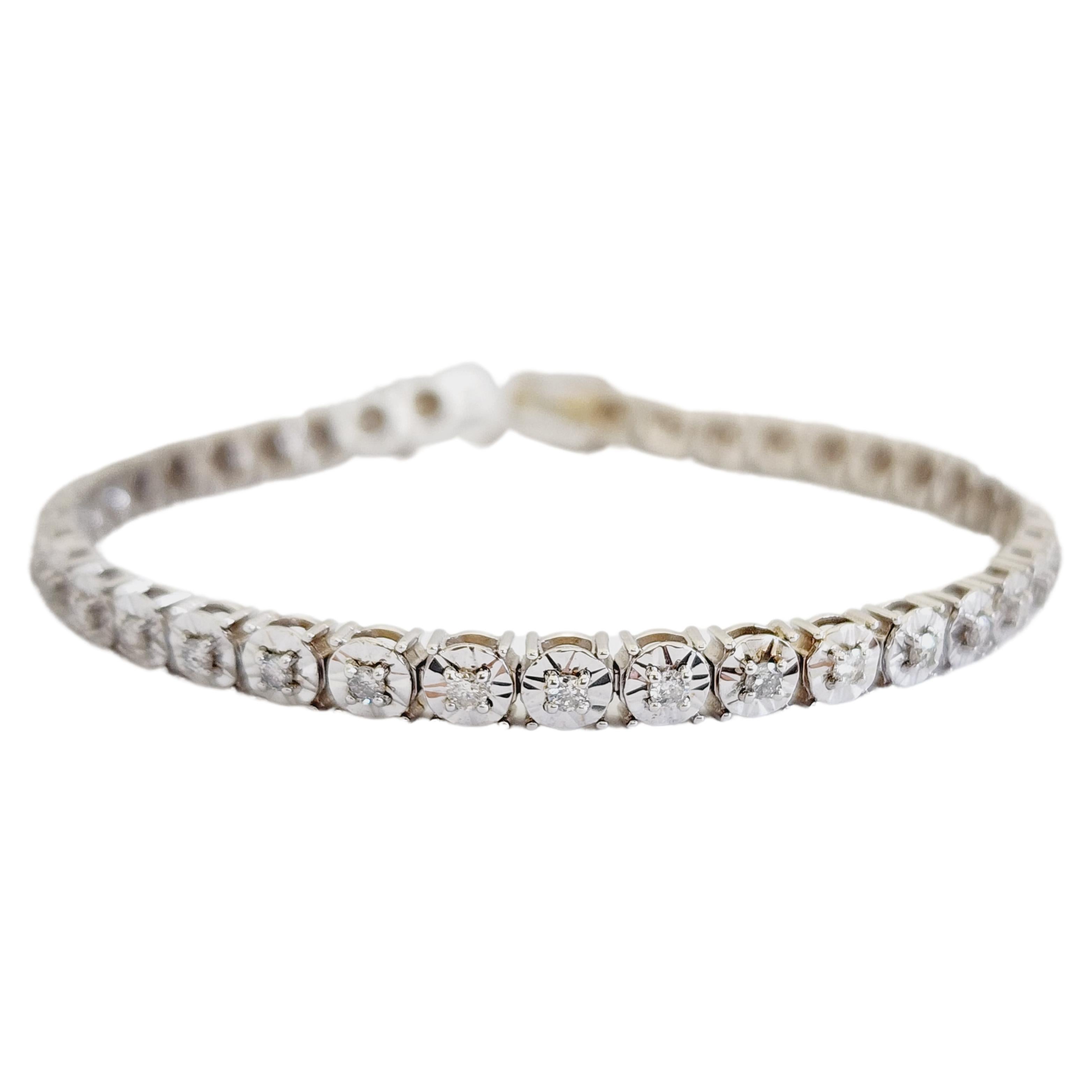 2.60 Carats Diamond Cut Miracle Illusion Tennis Bracelet 14 Karat White ...