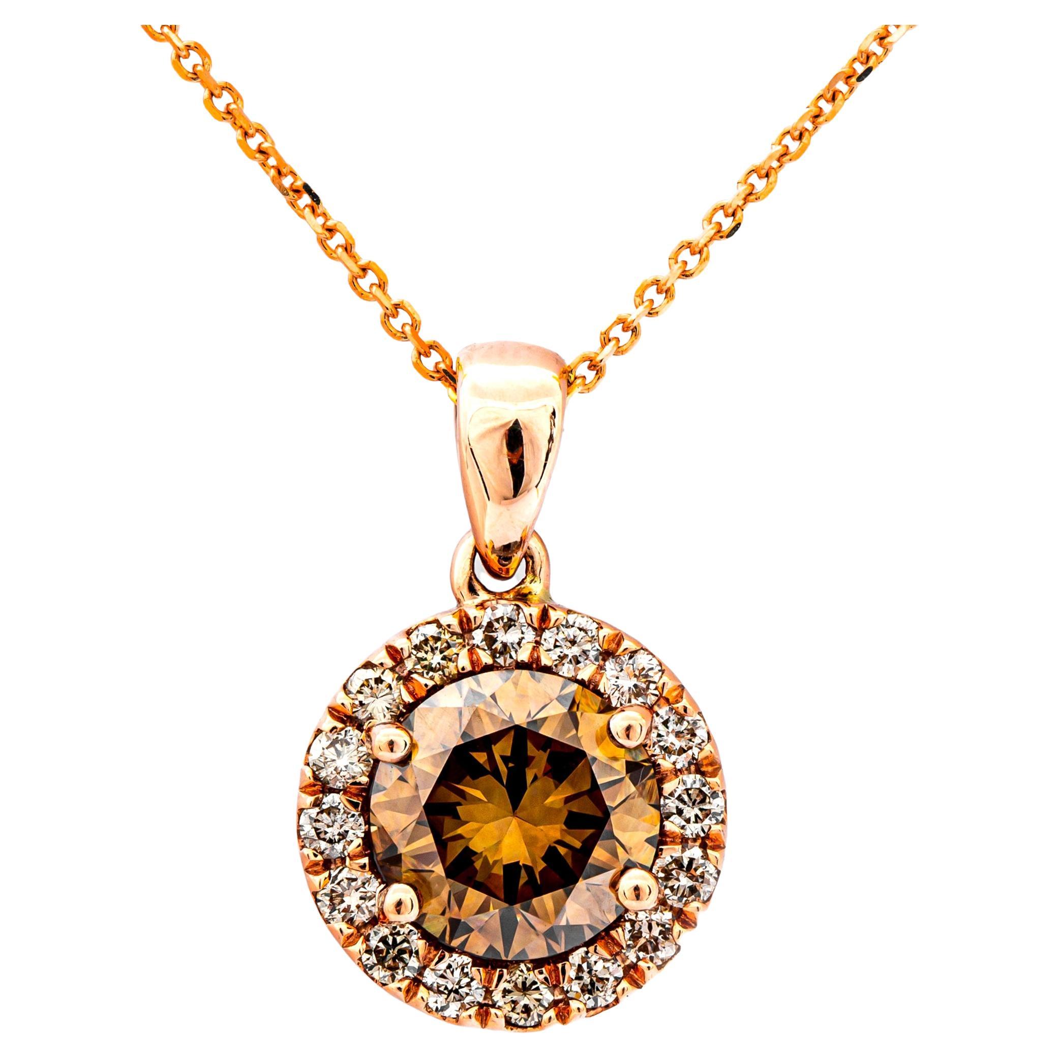 2.06 Carat Natural Fancy Yellow Orange Brown Light Pink Diamond Pendant ...