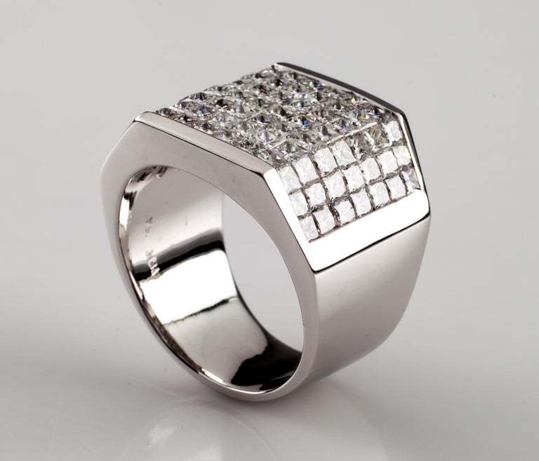 14.00 Carat Invisible Setting Diamond 18 Karat White Gold Men's Plaque ...