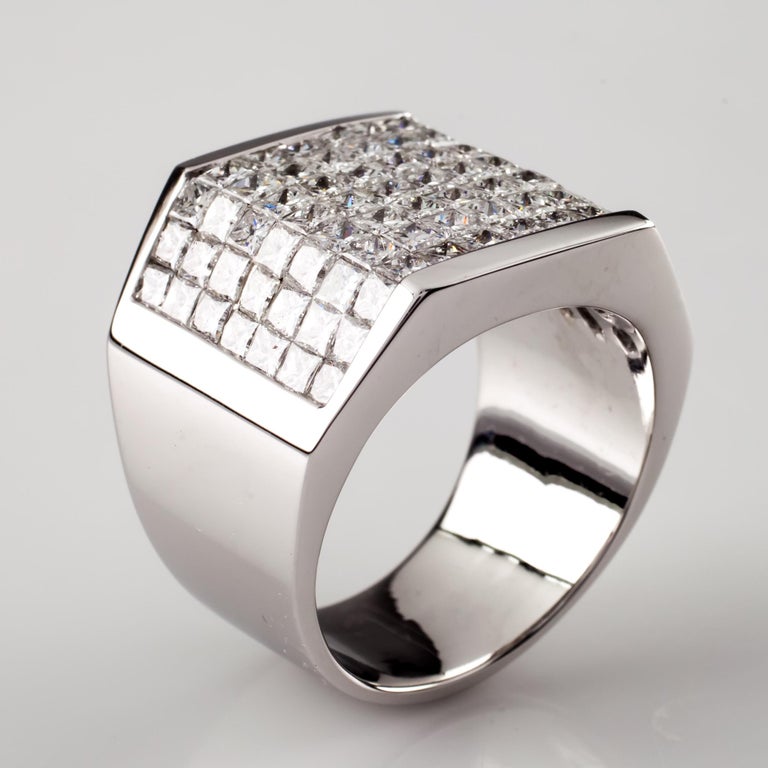 14.00 Carat Invisible Setting Diamond 18 Karat White Gold Men's Plaque ...