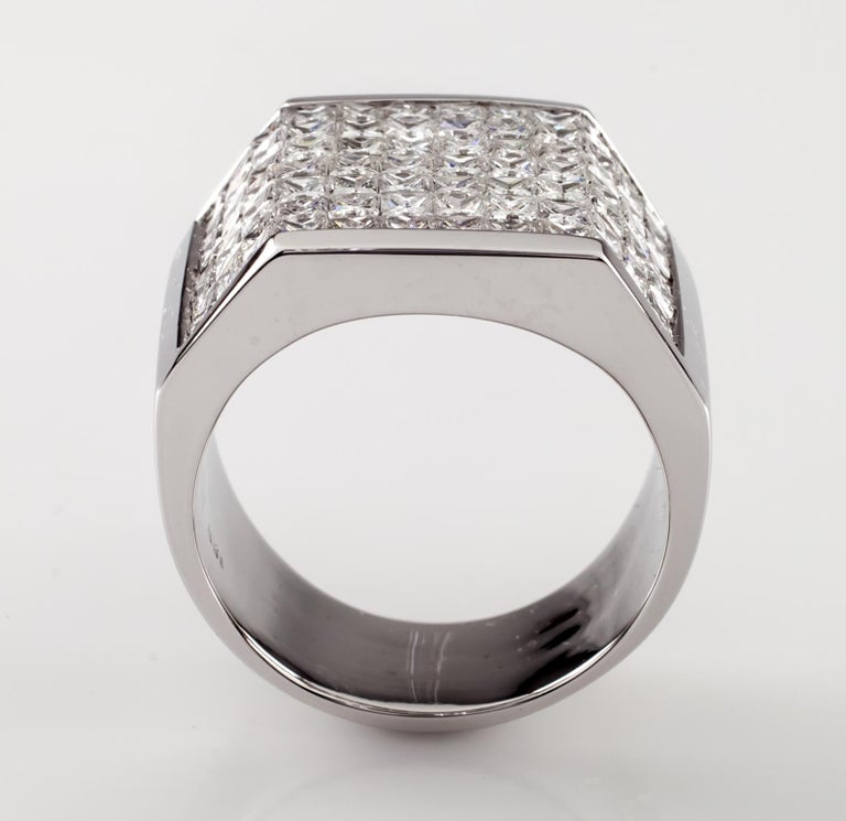 14.00 Carat Invisible Setting Diamond 18 Karat White Gold Men's Plaque ...