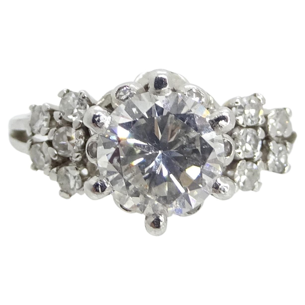 140 Carat, Art Deco Solitaire Ring Diamond and 16 Diamonds 025 Carat ...