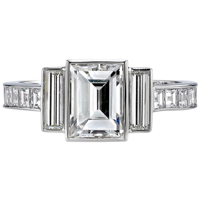 Handcrafted Lisa Step Cut Diamond Ring by Single Stone at 1stDibs