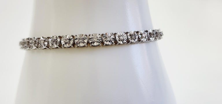 1.42 Carats Diamond Cut Miracle Illusion Tennis Bracelet 14 Karat White ...