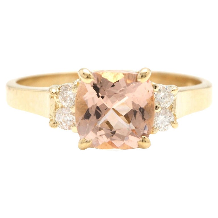 1.42 Carats Impressive Natural Morganite and Diamond 14k Solid Yellow ...