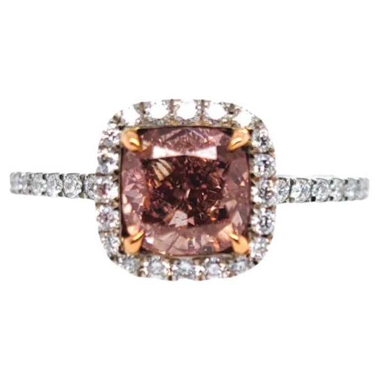 1.42ct Fancy Brown Pink Cushion SI1 GIA Ring For Sale at 1stDibs