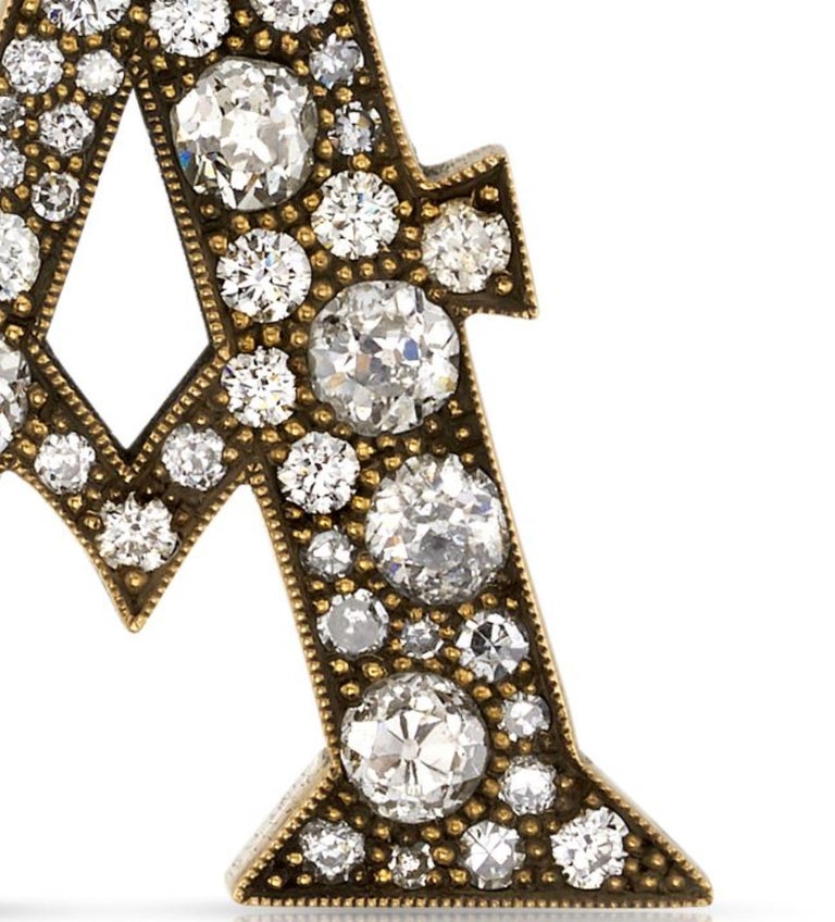 Handcrafted Letter "A" Cobblestone Diamond Pendant by Single Stone at ...