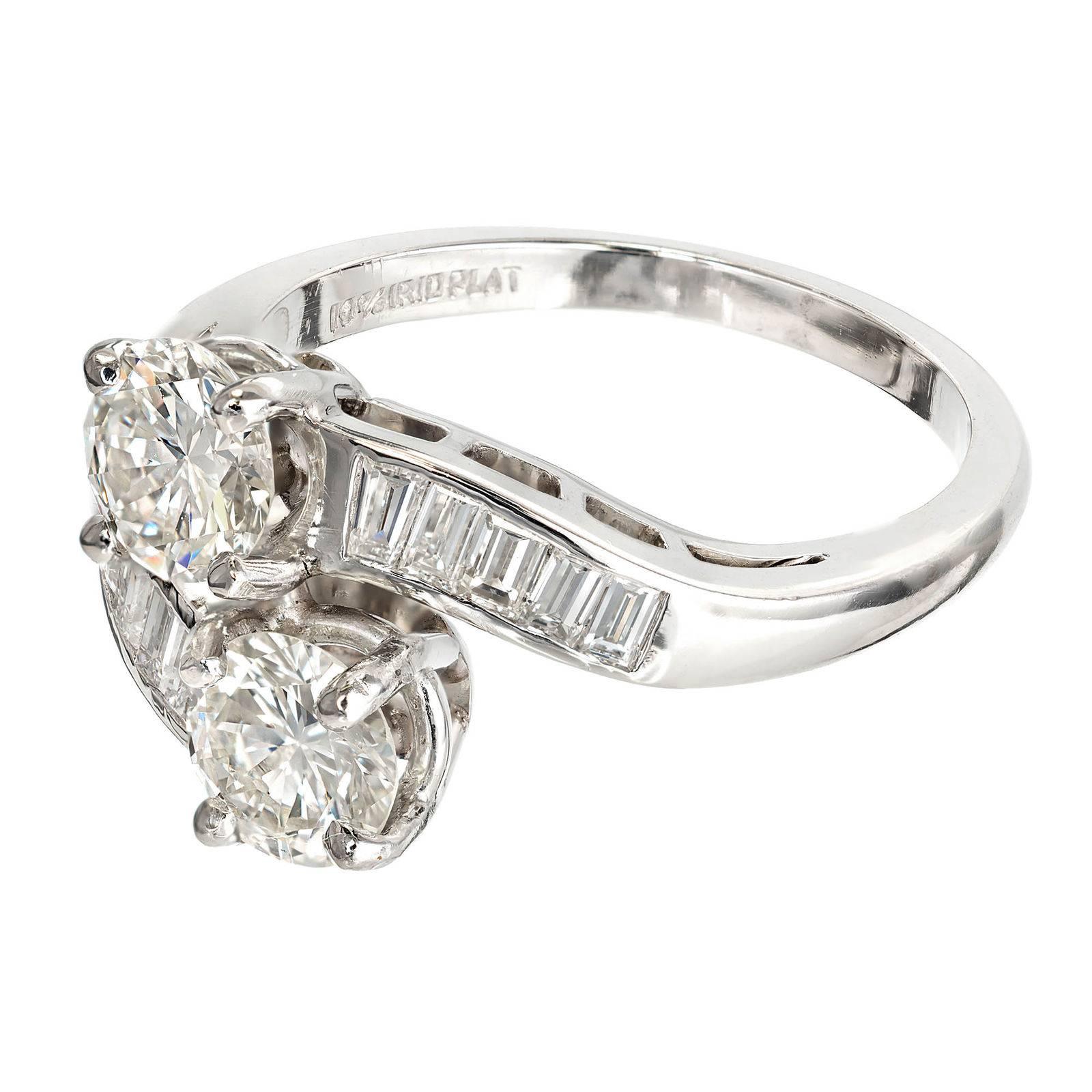 1.43 Carat Two Round Diamond Bypass Platinum Engagement Ring at 1stDibs ...