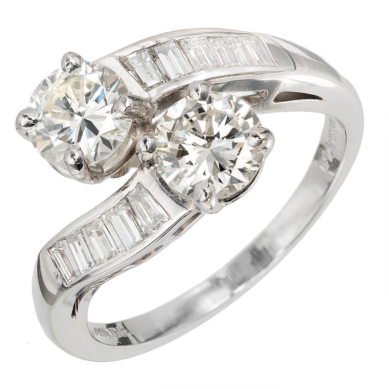 1.43 Carat Two Round Diamond Bypass Platinum Engagement Ring at 1stDibs ...