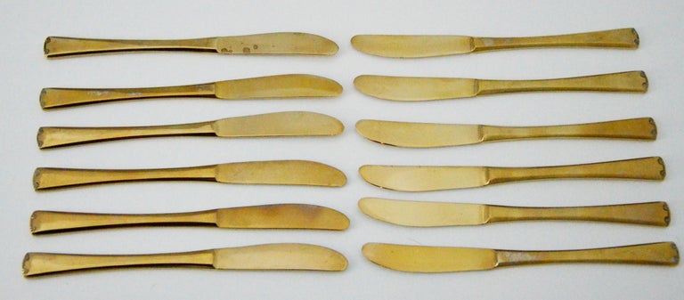 143 Piece Brass Plate Flatware with Service for Twelve and Twelve ...