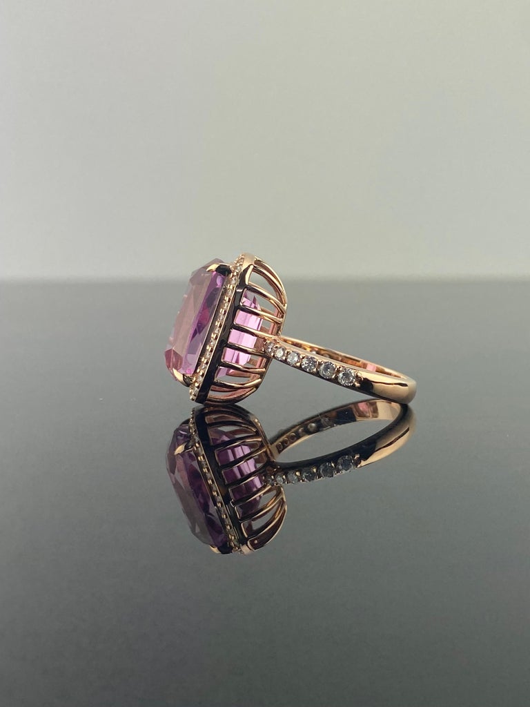 14.38 Carat Kunzite and Diamond Cocktail Engagement Ring For Sale at ...