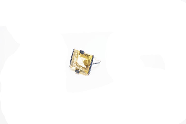 Sharon Khazzam 14.38 Carat Lemon Quartz, Blue Sapphire and White ...