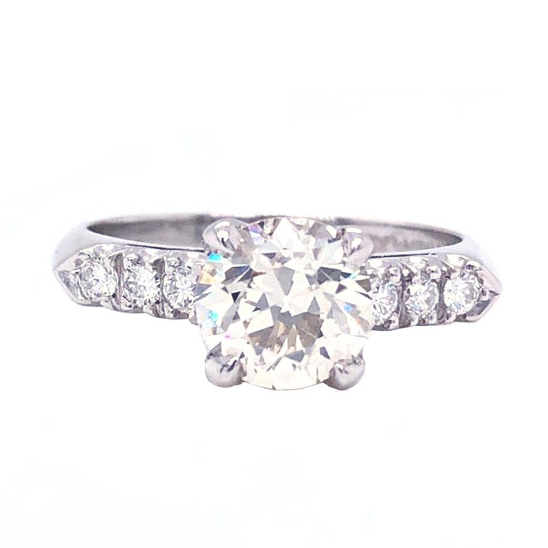 1.44 Carat European Cut Center Diamond with 0.18 ctw Round Diamond ...