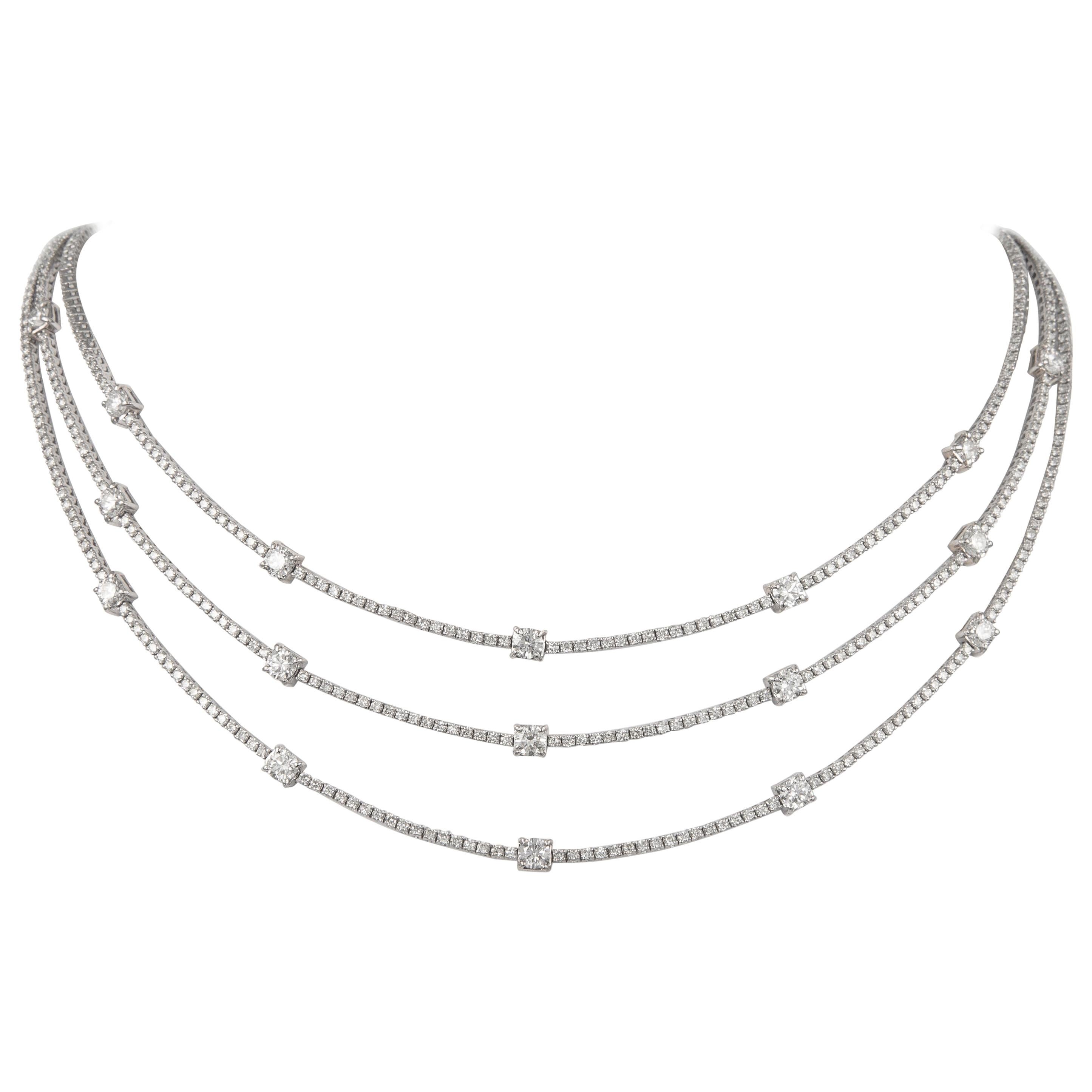 Chanel 70's Gripoix Glass 3-row Maltese Cross Necklace at 1stDibs