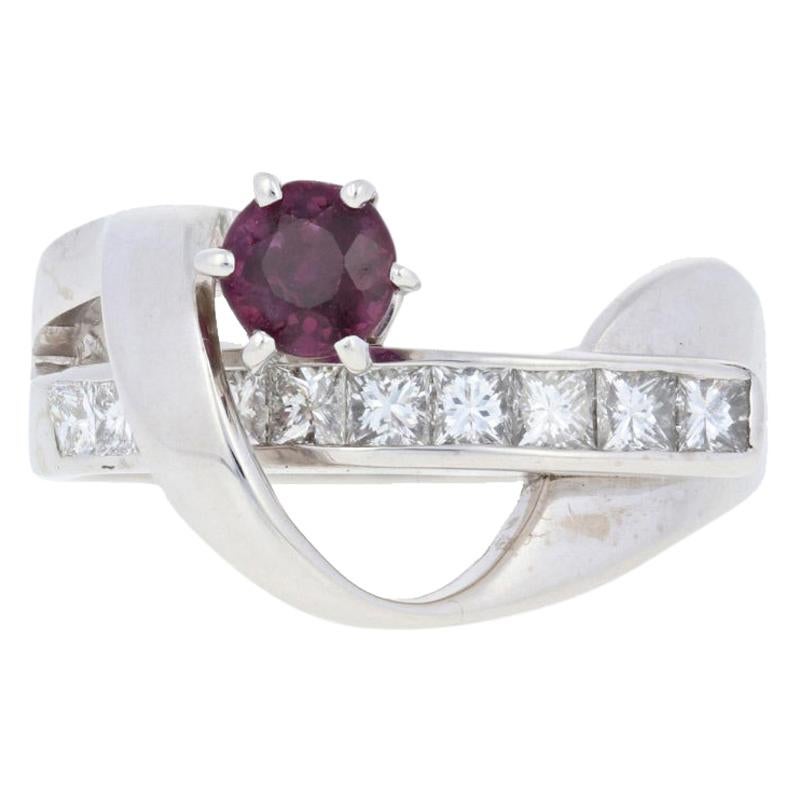 Customizable Yellow Gold Ruby and Diamond Bypass Ring, 14k Round Cut ...