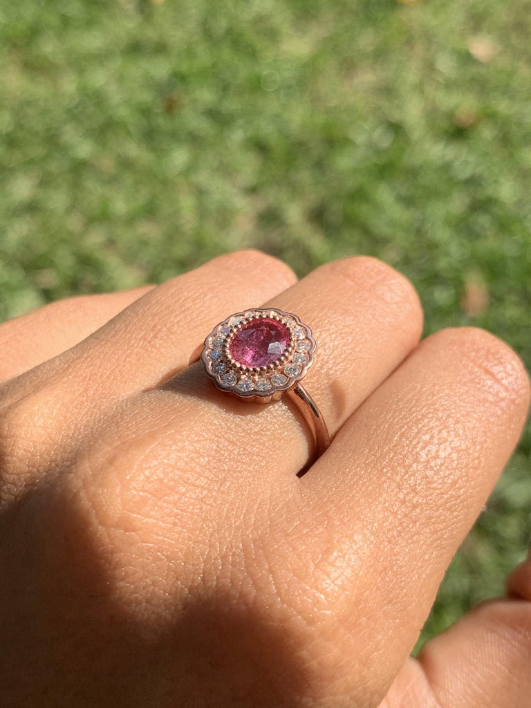1.45 Carat Unheated Padparadscha Sapphire Ring Victorian Style in 18k ...