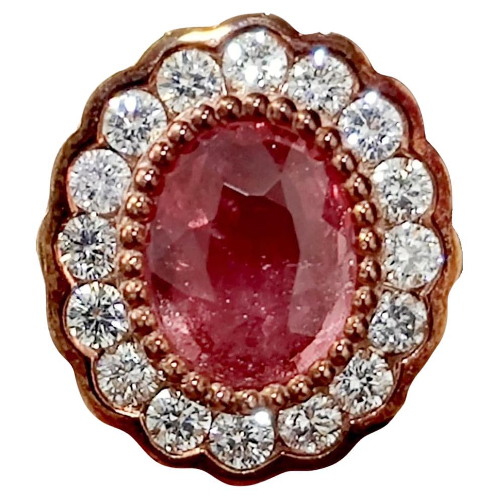 5.61 Carats Untreated Padparadscha Sapphire Diamond Gold Ring at ...
