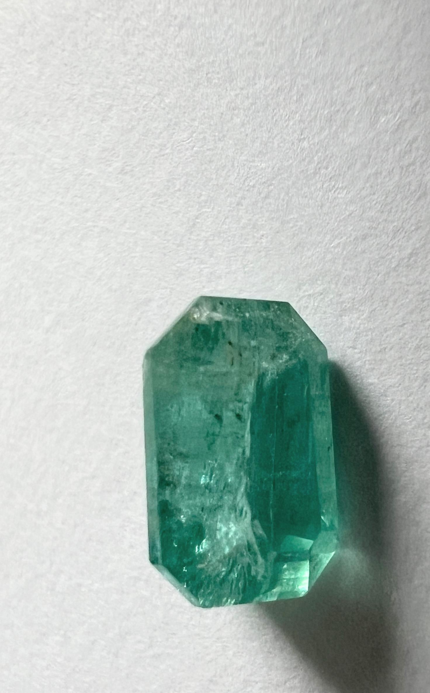 1.45ct Emerald Cut Non-Oiled Emerald Gemstone For Sale at 1stDibs