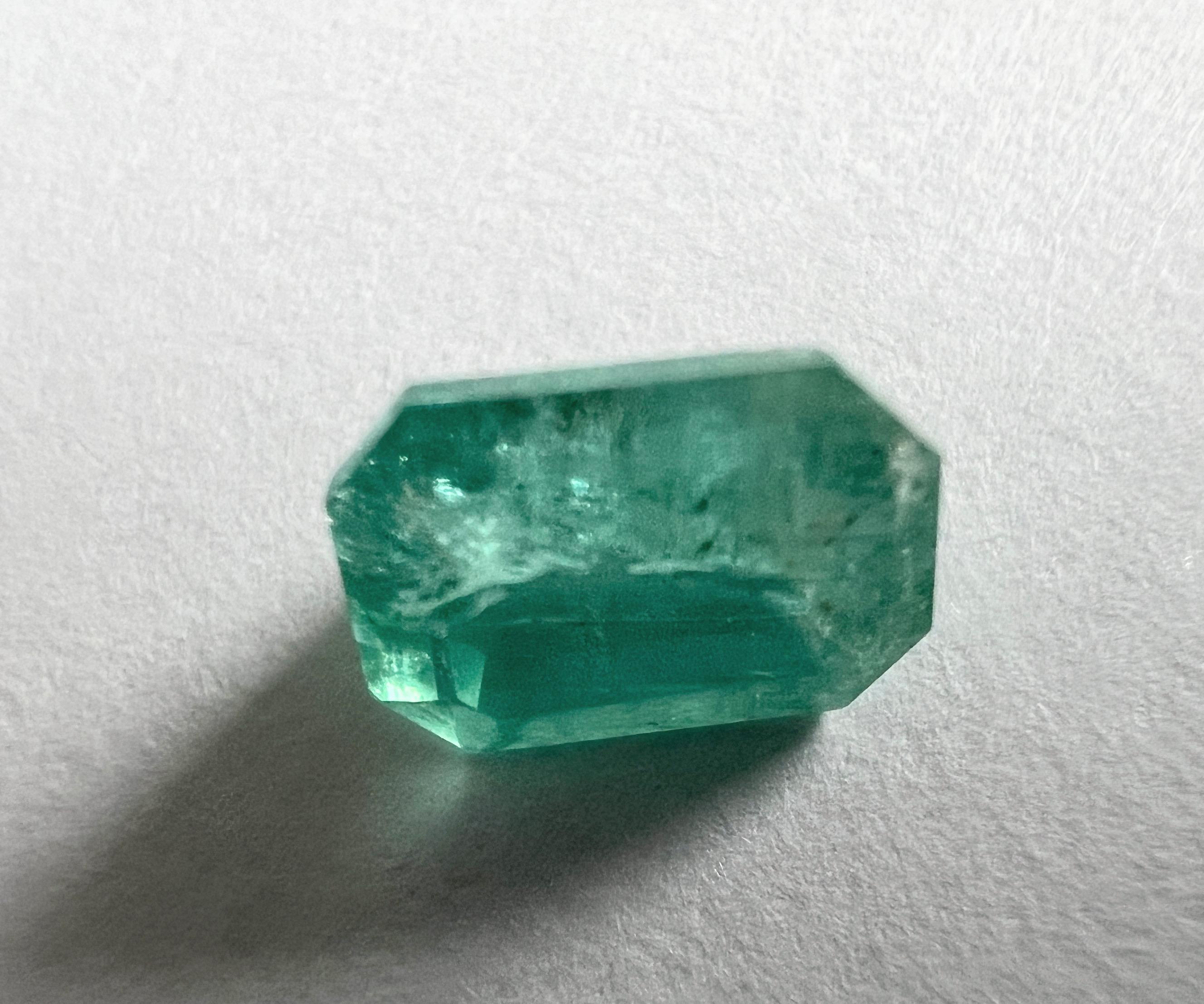 1.45ct Emerald Cut Non-Oiled Emerald Gemstone For Sale at 1stDibs